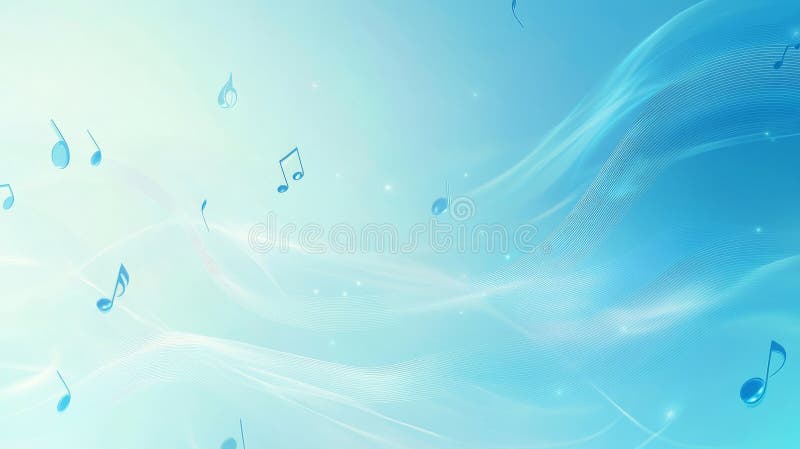 Abstract Music Notes Flowing on a Soft Blue Gradient Background. Stock ...