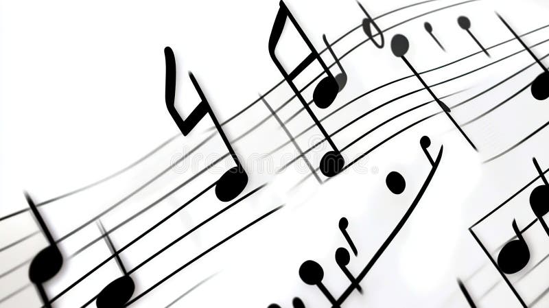 Abstract Music Notes Flowing, White Background, Design Element Stock ...