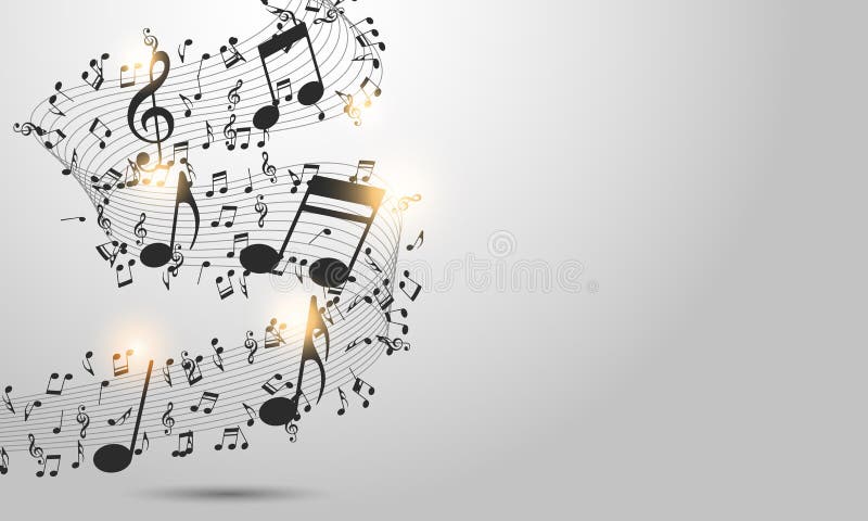 Abstract Music Notes on Line Wave Background Stock Vector ...