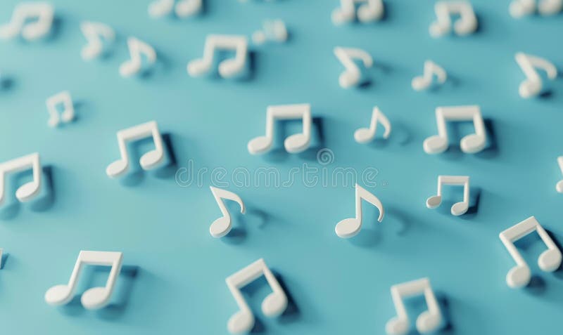 Abstract Music Notes Pattern on Light Blue Background - Minimalist ...