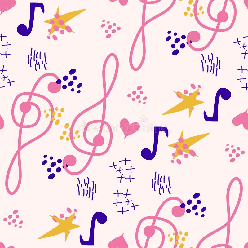 Abstract Music Notes Seamless Pattern Background. Musical Melody ...