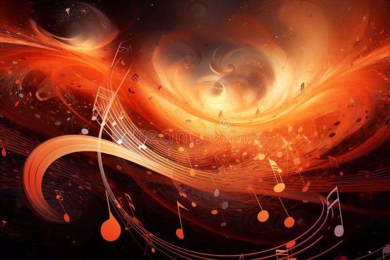 Abstract Music Notes in Space, Computer Generated Abstract Background ...