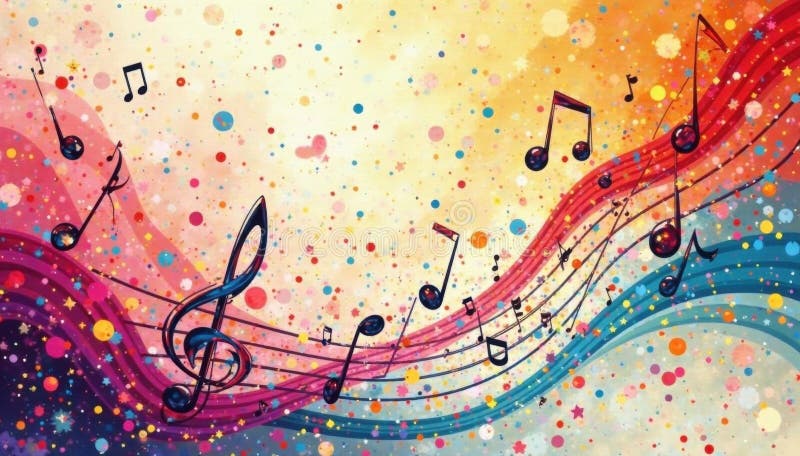 Abstract Music Notes Staff Vector Background, Seamless Pattern, Black ...