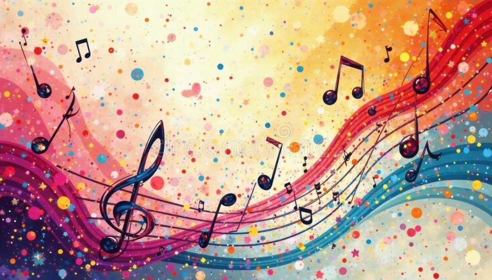 Abstract Music Notes Staff Vector Background, Seamless Pattern, Black ...