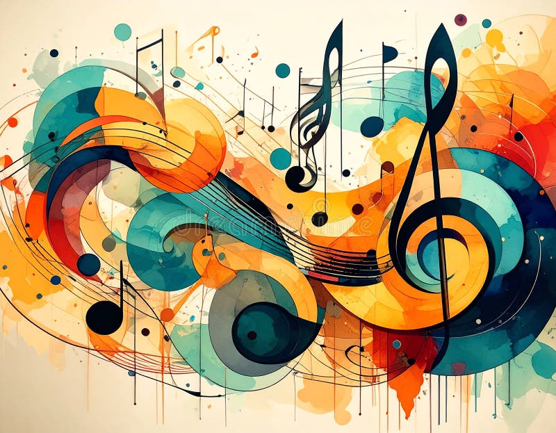 Abstract Music Notes and Symbols Background Stock Photo - Image of ...