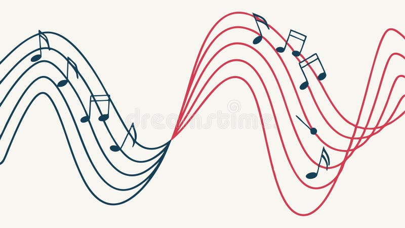 Abstract Music Notes on Wavy Lines, Melody, Vector Design Generative AI ...
