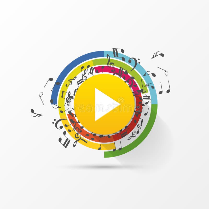 Abstract Music Play Button with Note. Vector Stock Vector ...