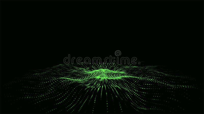 Abstract Music Sound Wave. Dark Cyberspace with Moving Particles ...