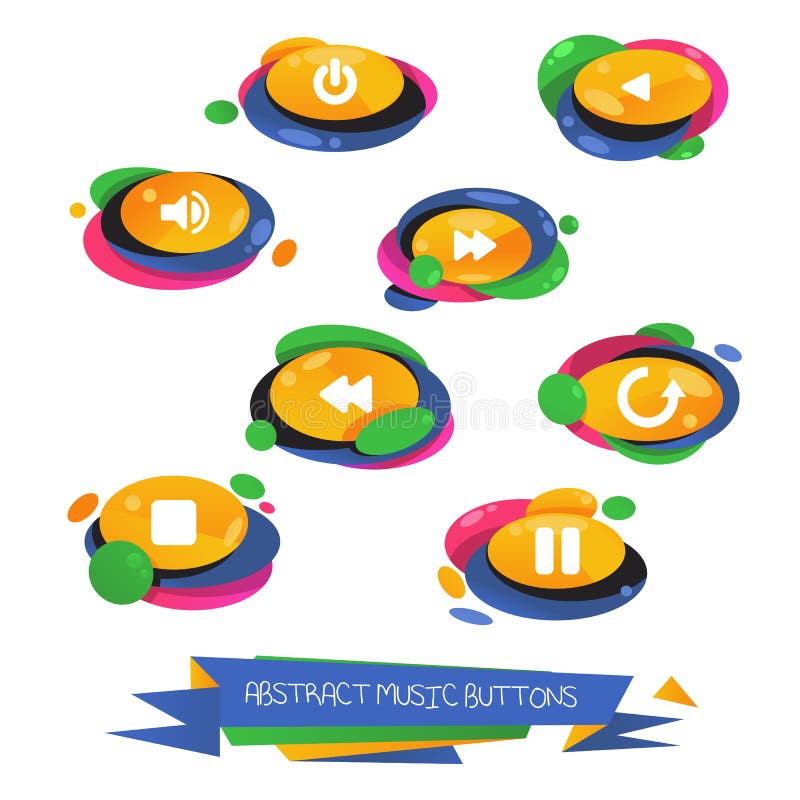 Button Web Icons in Various Colors Stock Vector - Illustration of ...