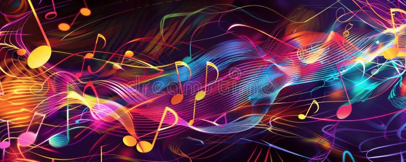 Abstract Sound Wave Visualization Colorful Musical Notes Flowing ...