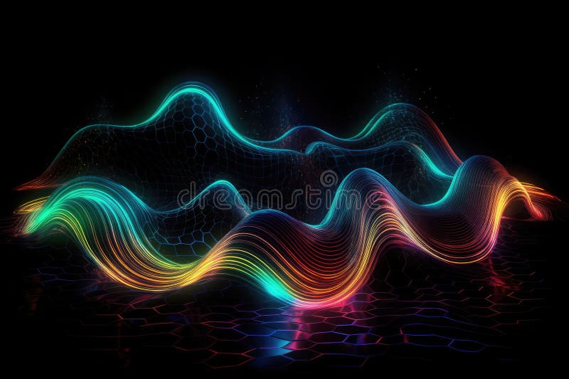 Abstract Music Wave on Black Background, Generative AI Stock ...