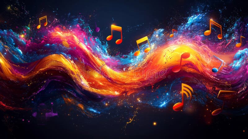 Abstract Music Wave: Vibrant Cosmic Energy Flow Stock Illustration ...