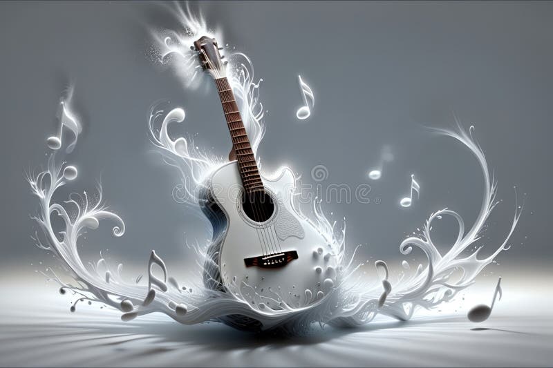 Abstract Musical Background with Guitar and Notes Stock Image - Image ...