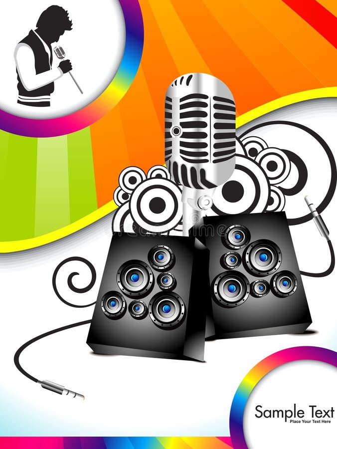 Abstract Musical Background with Mic & Sound Stock Vector ...