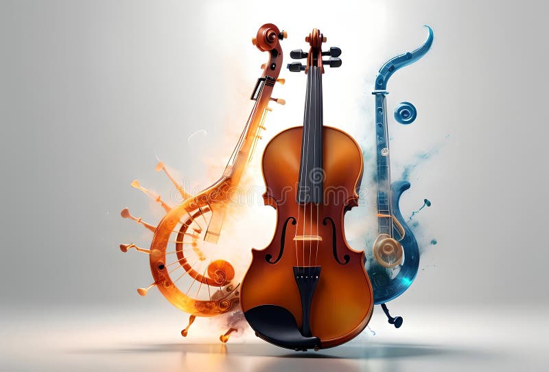Abstract Musical Background with Musical Treble Clef and Notes Stock ...