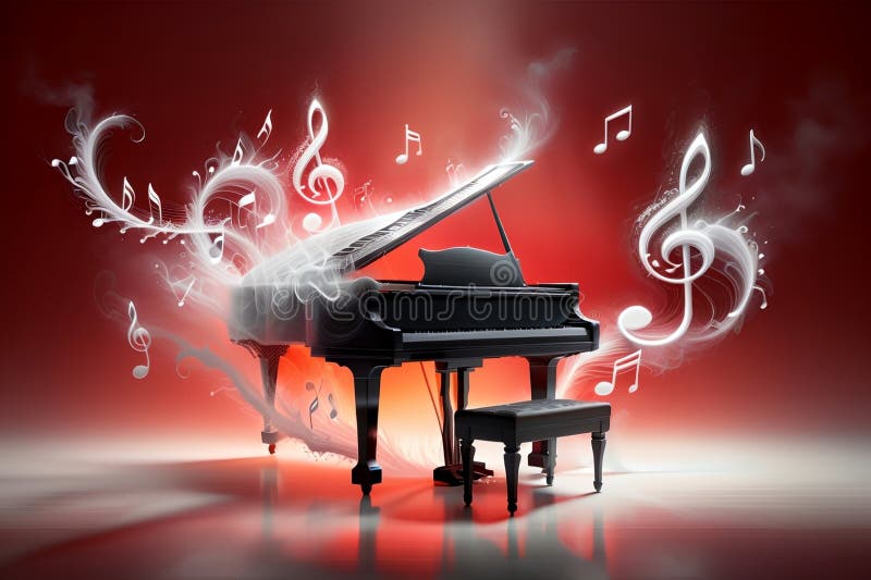 Abstract Musical Background with Piano and Notes Stock Photo - Image of ...