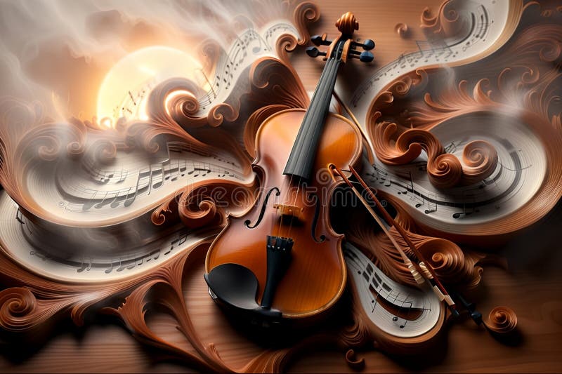 Abstract Musical Background with Violin and Notes Stock Image - Image ...