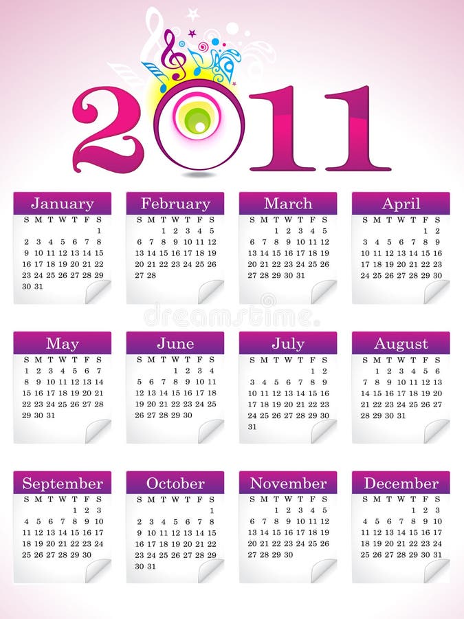 Abstract musical calendar stock vector. Illustration of floral - 17558427