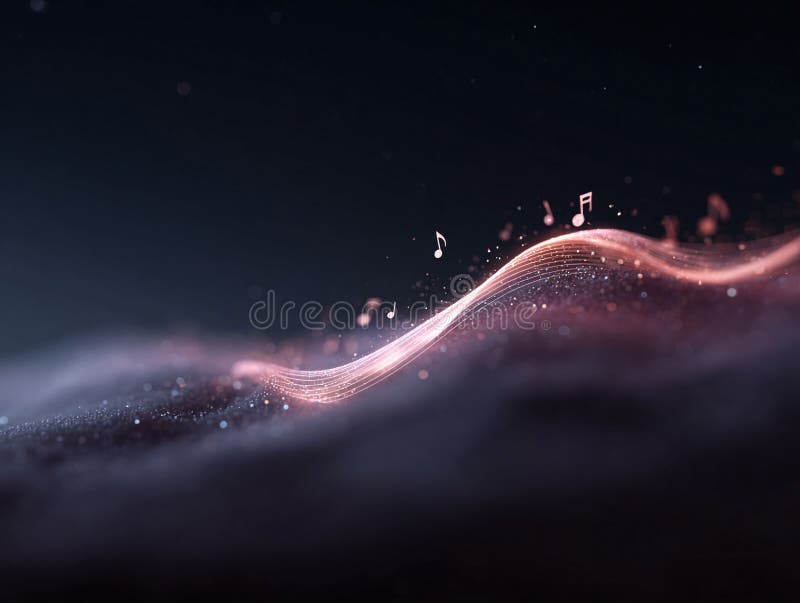 Abstract Musical Composition Featuring Flowing Lines and Notes. Evokes ...