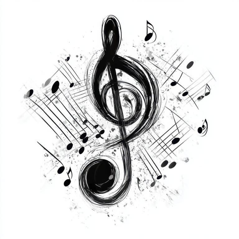 Abstract Musical Design Featuring a Treble Clef with Notes Stock ...