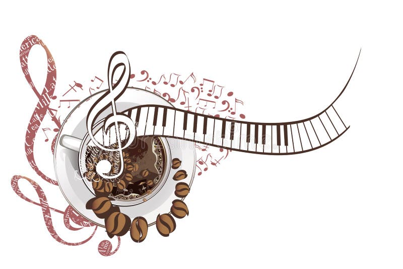 Abstract Coffee Music with Cups of Coffee. Stock Vector - Illustration ...