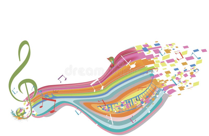 Abstract Musical Design with a Treble Clef and Colorful Splashes, Notes ... Abstract Musical Design with a Treble Clef and Colorful Splashes, Notes ...
