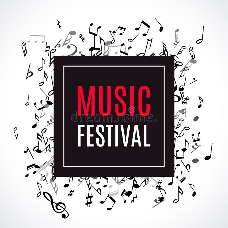 Abstract Musical Frame And Border With Black Notes On White Background ...