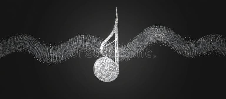 Abstract Musical Note Formed by Particles with Sound Waves Stock ...