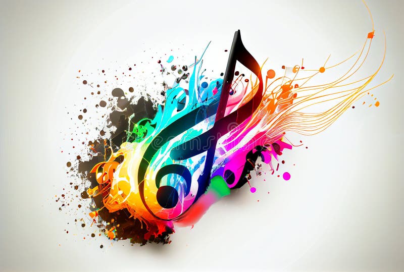 Abstract Musical Note Symbol Painting, Bright Background. Generative AI ...