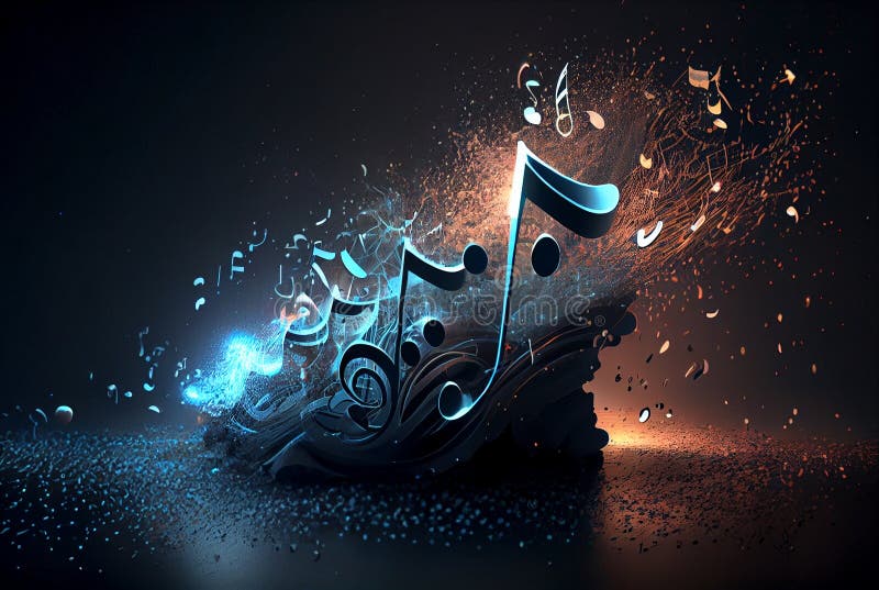 Abstract Musical Note Symbol Painting, Dark Background. Generative AI ...