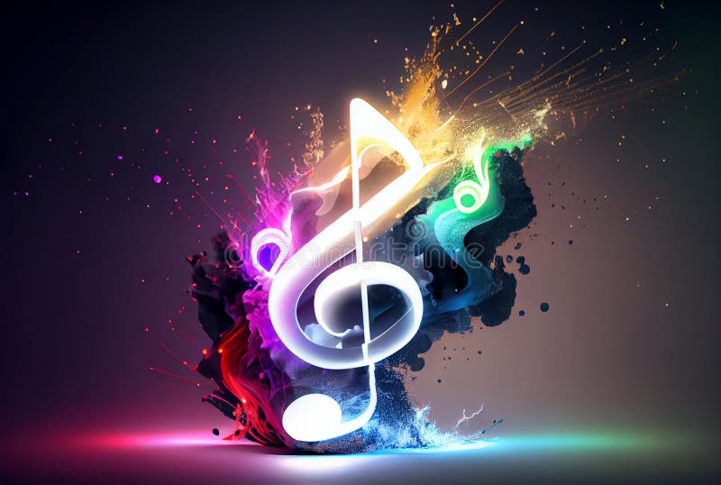 Abstract Musical Note Symbol Painting, Dark Background. Generative AI ...