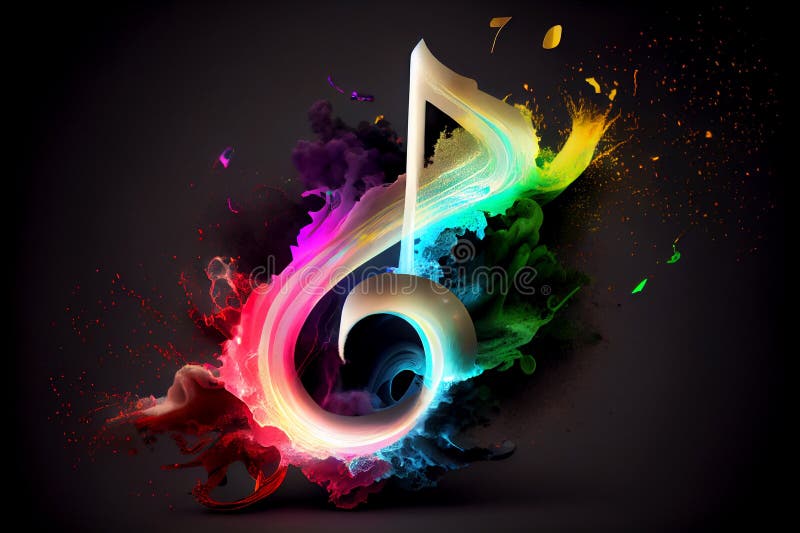 Abstract Musical Note Symbol Painting, Dark Background. Generative AI ...