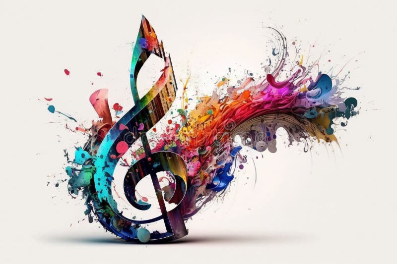 Abstract Musical Note Symbol Painting,white Background. Generative AI ...