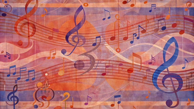 Abstract Musical Notes Background with Colorful Swirls Stock ...
