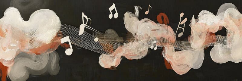 Abstract Musical Notes on Dark Swirling Canvas Art Stock Illustration ...