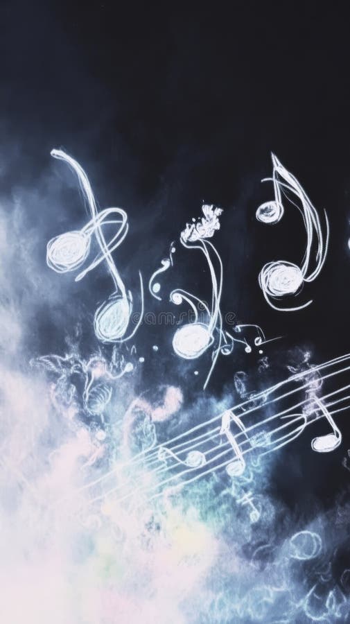 Abstract Musical Notes Float Across a Smoky Landscape Stock ...