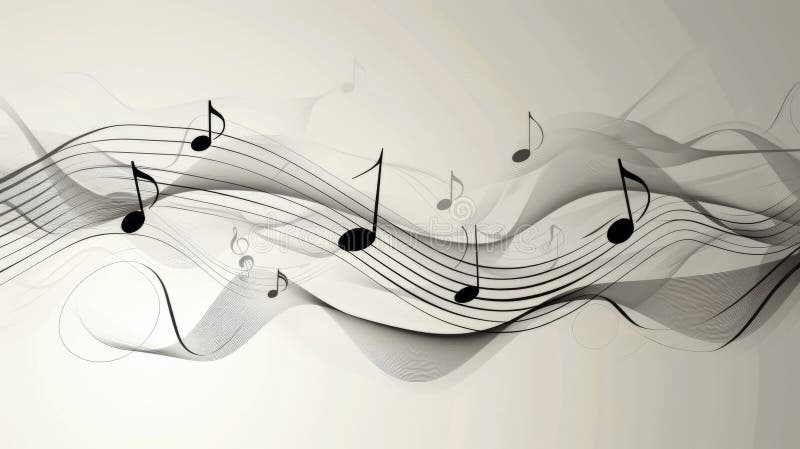 Abstract Musical Notes and Staff Lines in a Flowing, Wave-like Pattern ...