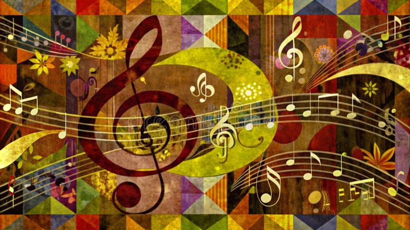 Abstract Musical Notes and Treble Clef Design with Colorful Geometric ...