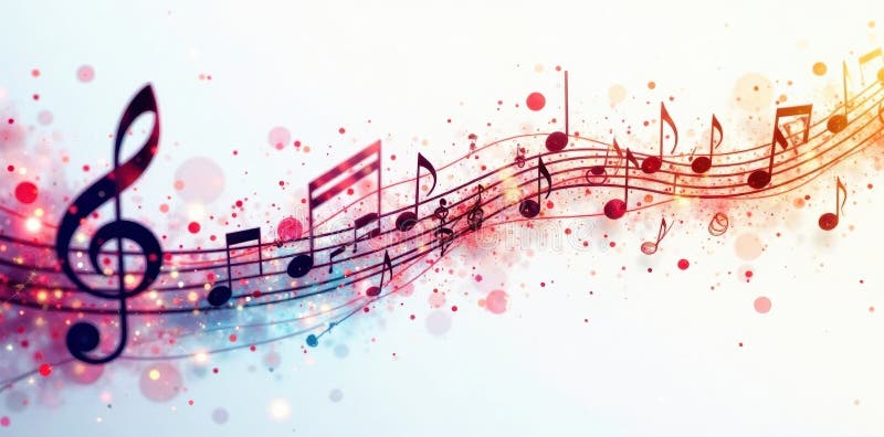 Abstract Musical Score with Flowing Notes Against a Pure White Backdrop ...