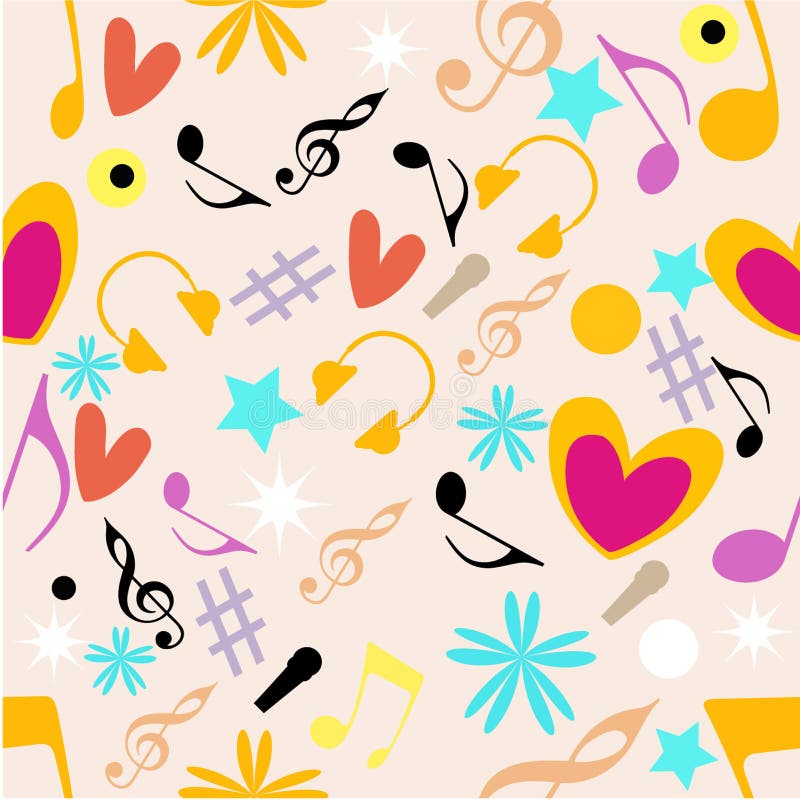 Seamless Pattern with Music Notes and Stars Stock Vector - Illustration ...