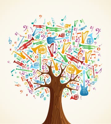 Abstract Musical Tree Made with Instruments Stock Vector - Illustration ...