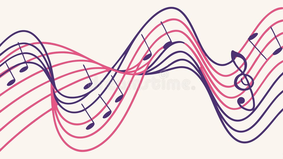 Abstract Musical Waves Notes Vector Background, Vector Design ...