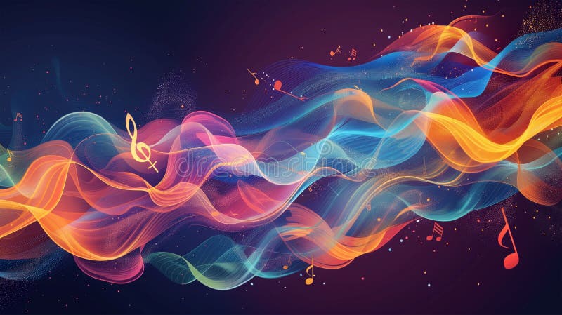 Abstract Musical Waves stock illustration. Illustration of colorful ...