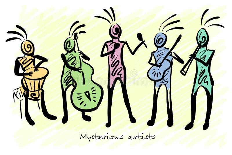Abstract Mysterious Musicians. Corporate Identity Sketch Stock Vector ...