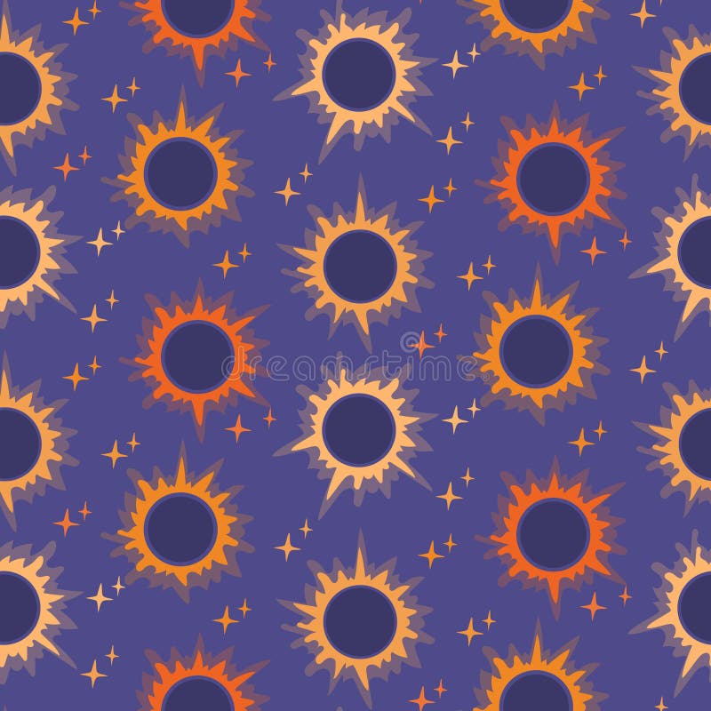 Abstract Mystical Eclipse Seamless Pattern Stock Vector - Illustration ...