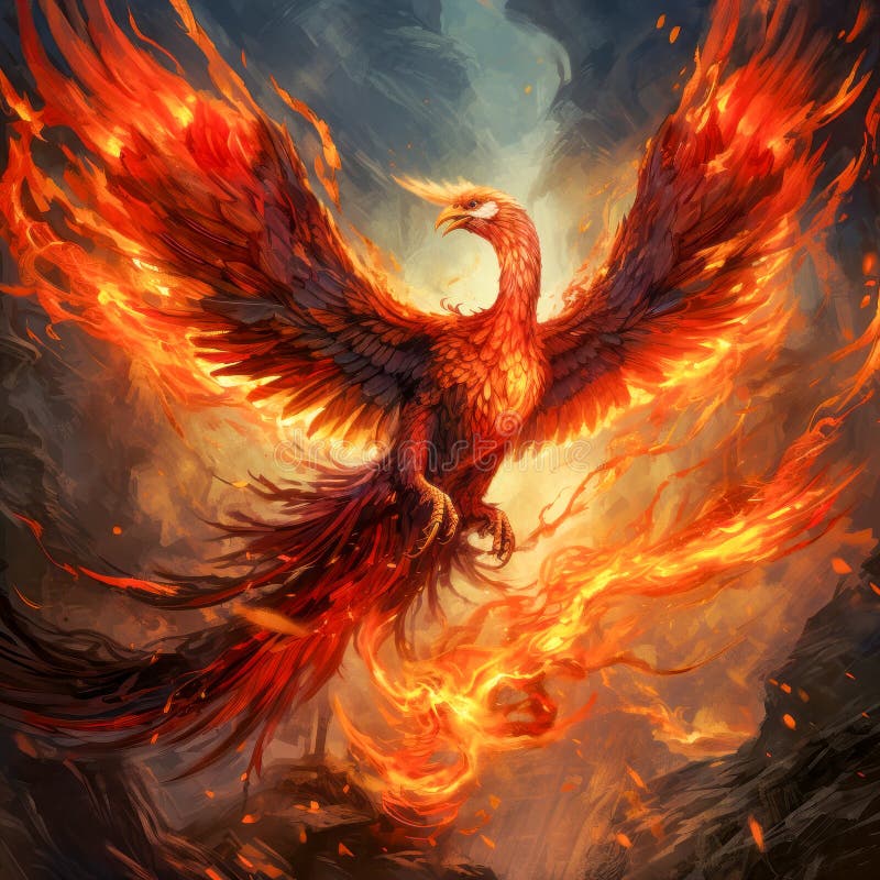Abstract Mythical Phoenix Bird with Outstretched Wings Created from ...