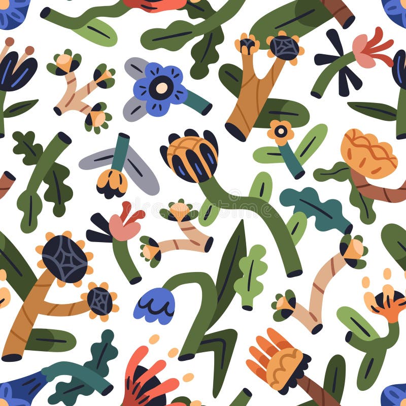 Abstract Naive Floral Pattern. Seamless Background Design, Modern ...