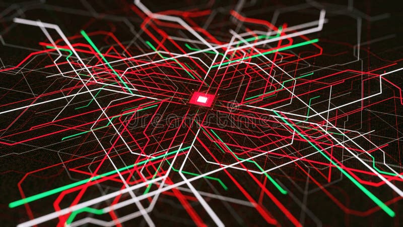 Abstract Nano Chip Circuit, Modern Technology Backgroound. Animation ...