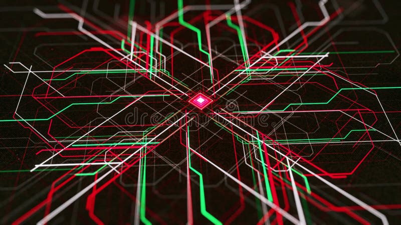 Abstract Nano Chip Circuit, Modern Technology Backgroound. Animation ...