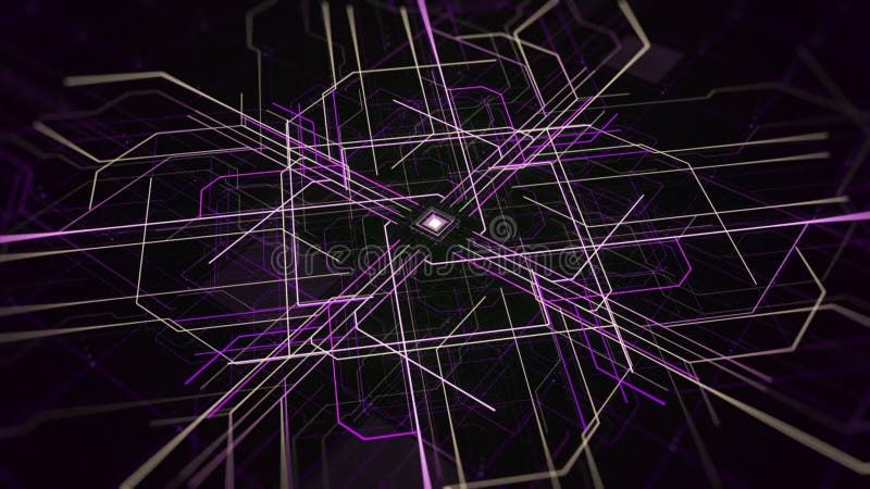 Abstract Nano Chip Circuit, Modern Technology Backgroound. Animation ...